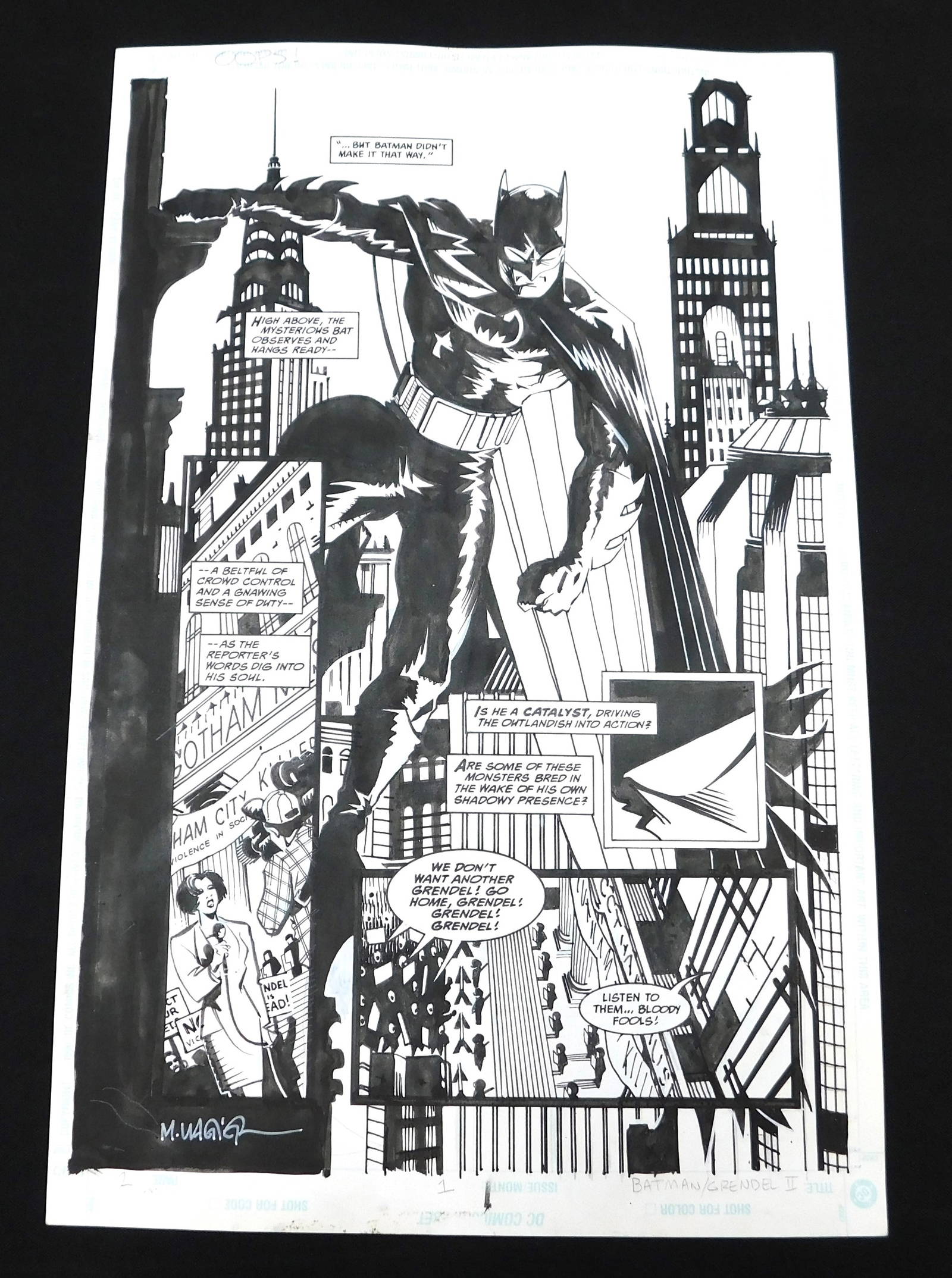 Original Comic Art Dc Batman Grendel Ii Devil's Bones Page #2 Auction