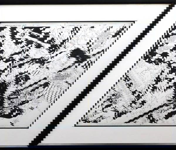 Batman Lotdk Original Comic Double Splash Page Art Halloween Madness