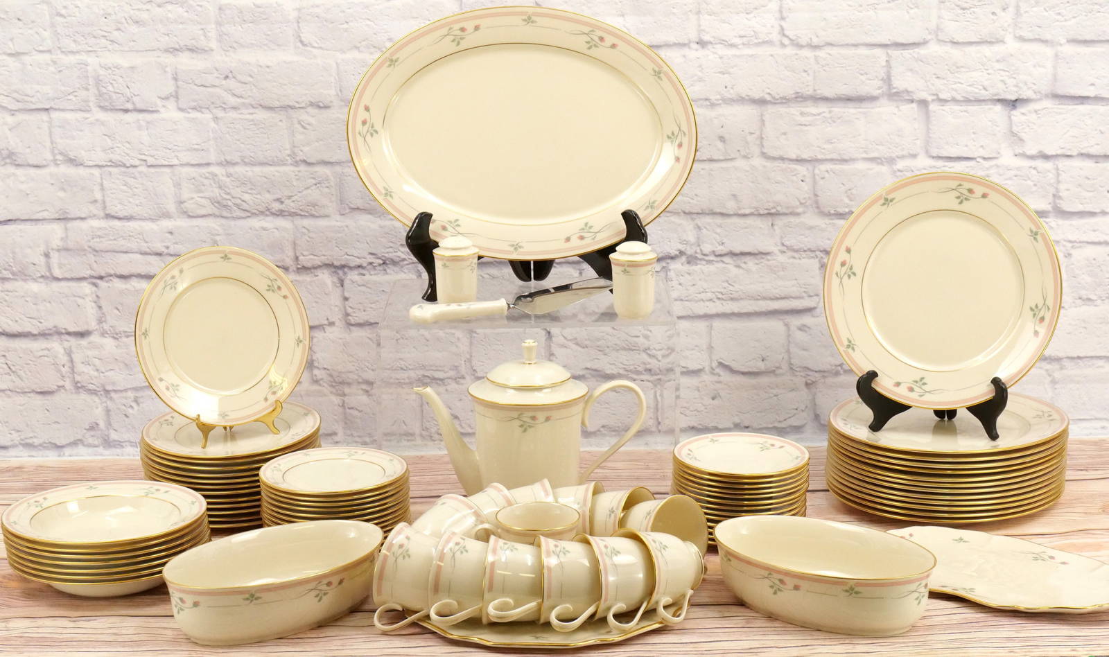 Lenox Rose Manor Dinnerware Set - 81 Pieces Auction