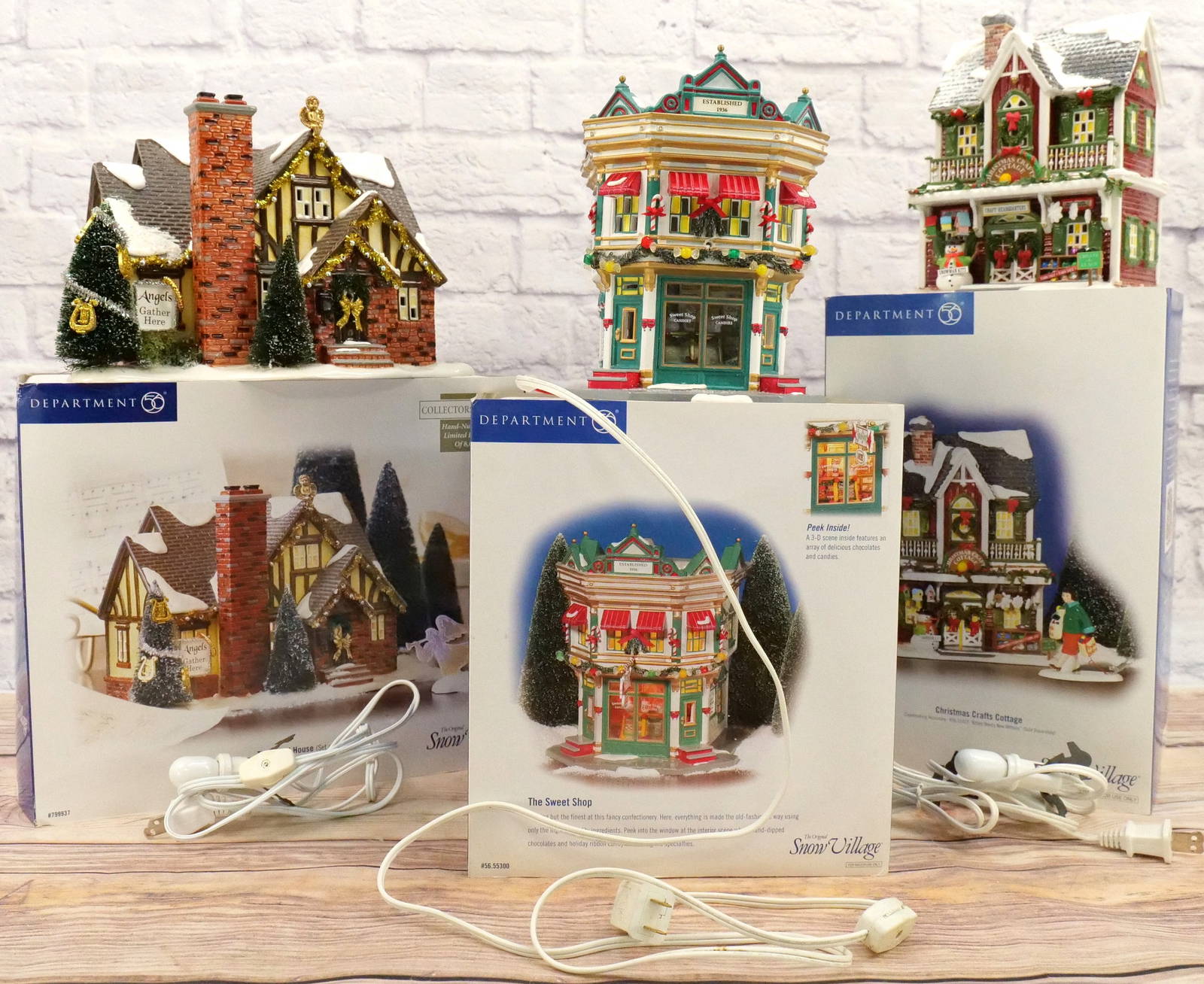 Lot Of 3 Department 56 Snow Village Houses Auction