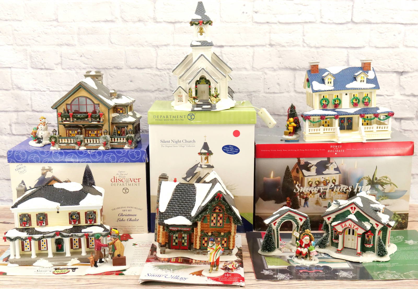 Lot Of 6 Department 56 Snow Village Houses Auction