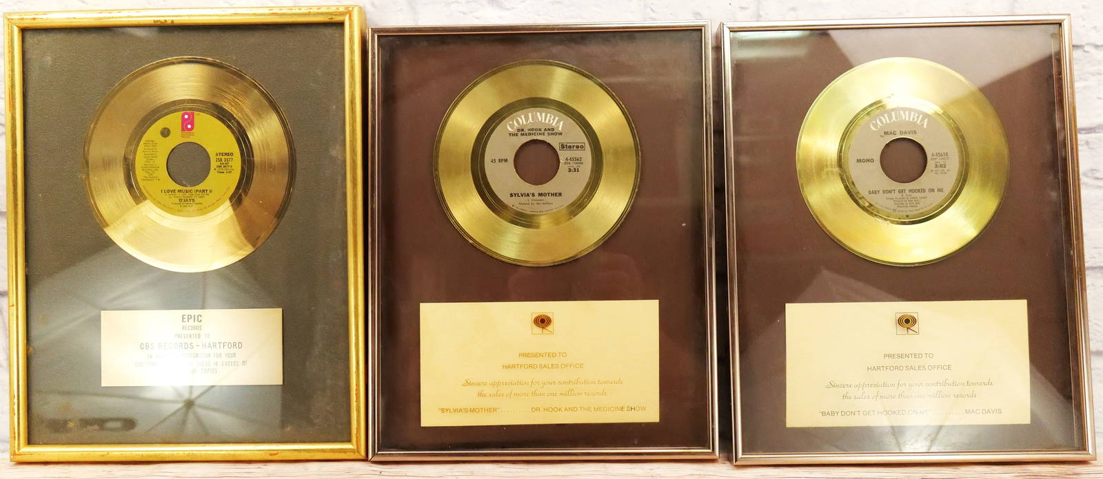 Lot Of 3 Framed Gold Records Auction