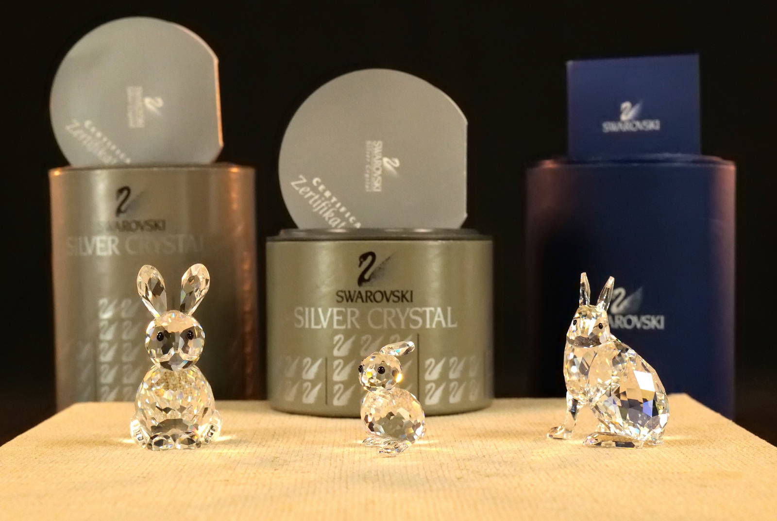 Lot Of 3 Swarovski Crystal Rabbit Figurines Auction