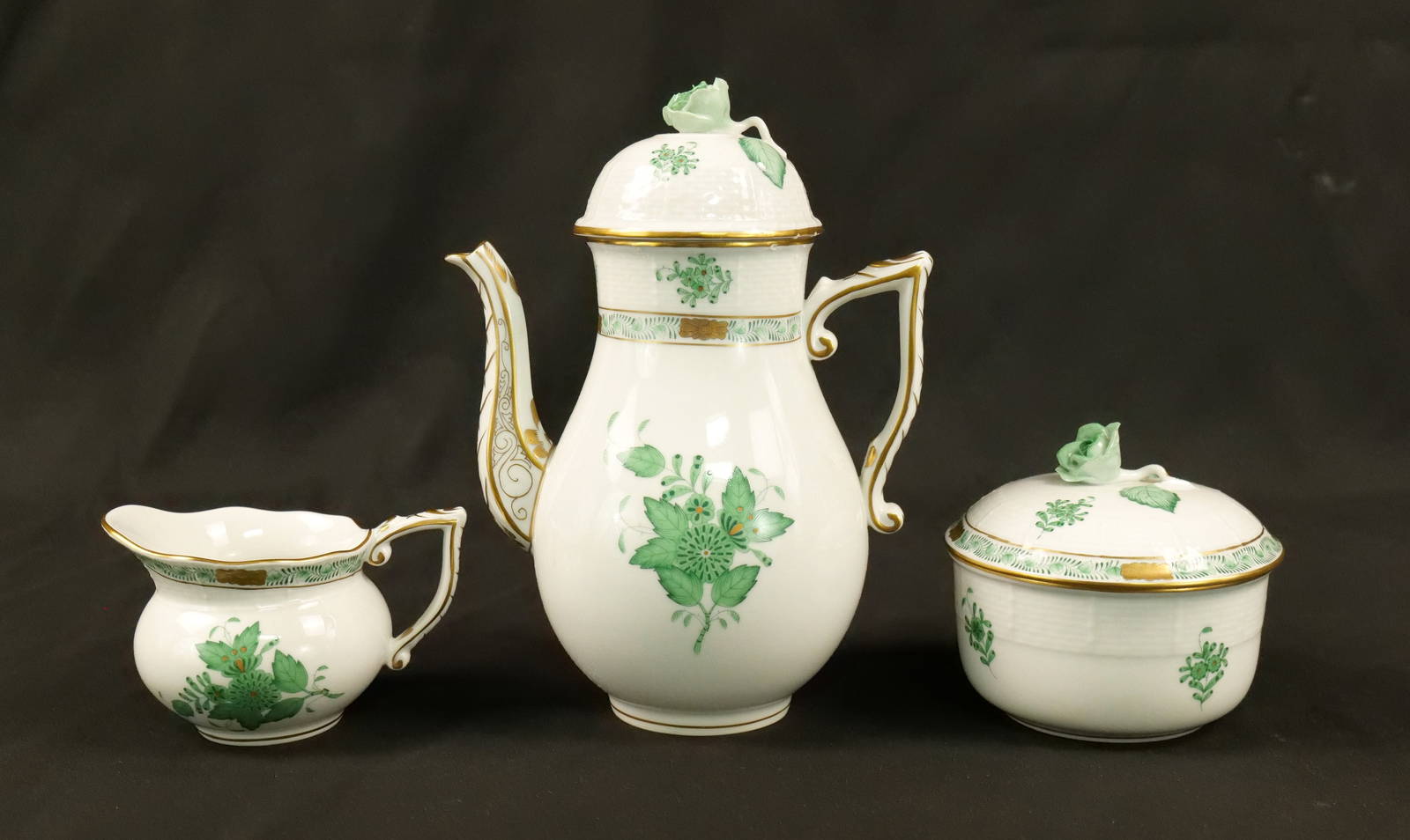 Herend 3-piece Chinese Bouquet Tea Set Auction