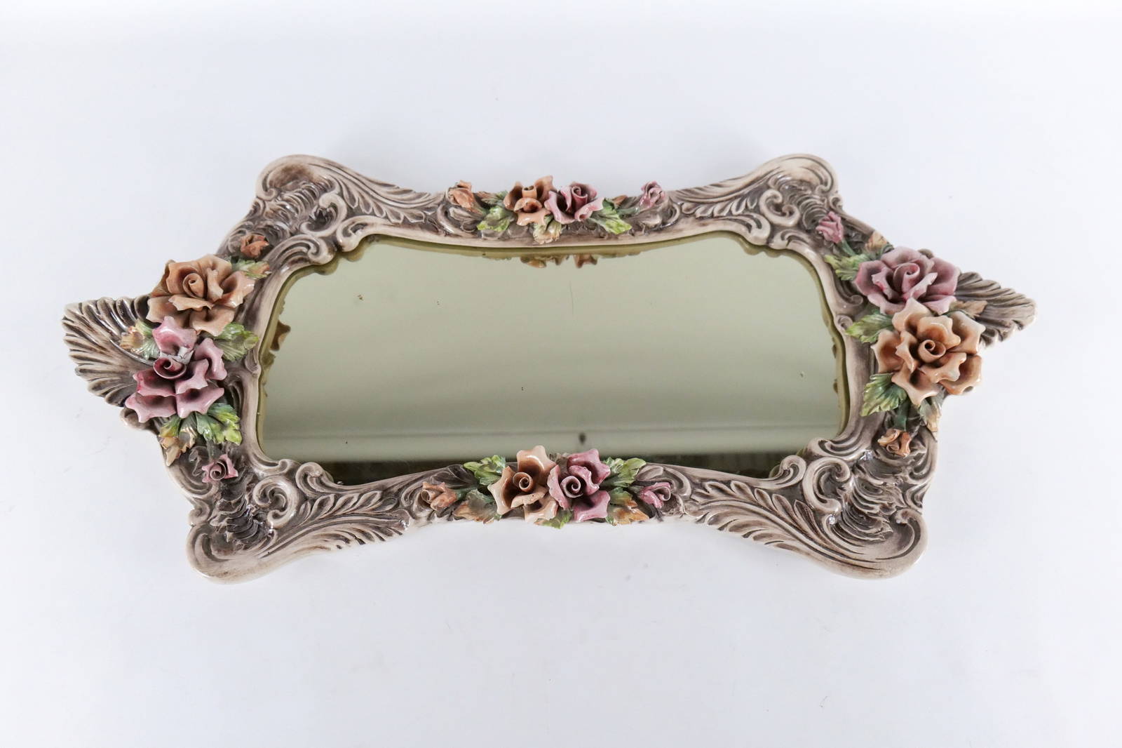 Italian Style Mirror With Applied Flowers Auction