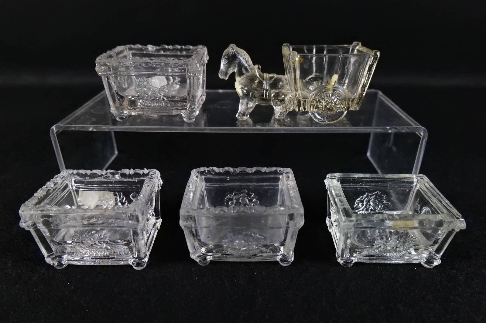 Lot Of 5 Antique And Vintage Pressed Glass Open Master Salt Cellar's ...