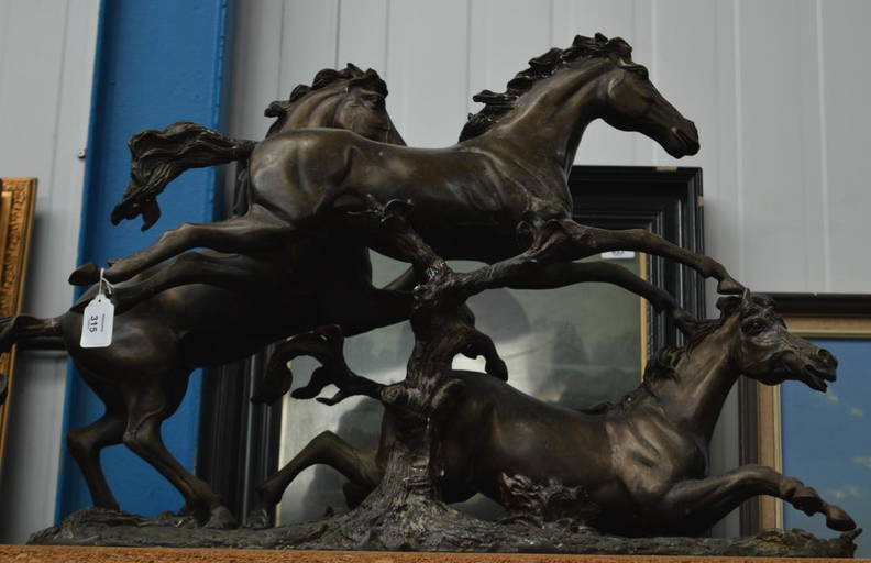 A Huge Mid 20th Century Bronze Study Of Three Roaming