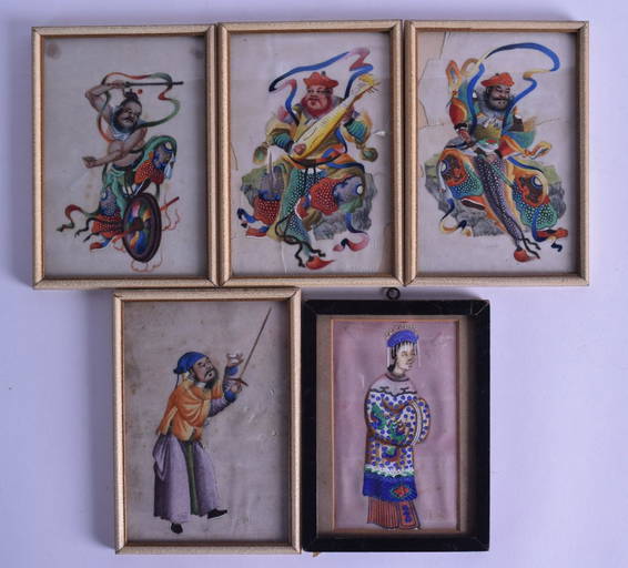 A Set Of Four 19th Century Chinese Pith Paper Works