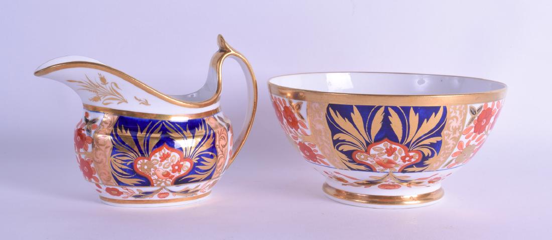 19th C. Spode Imari Pattern Cream Jug And Matching Bowl