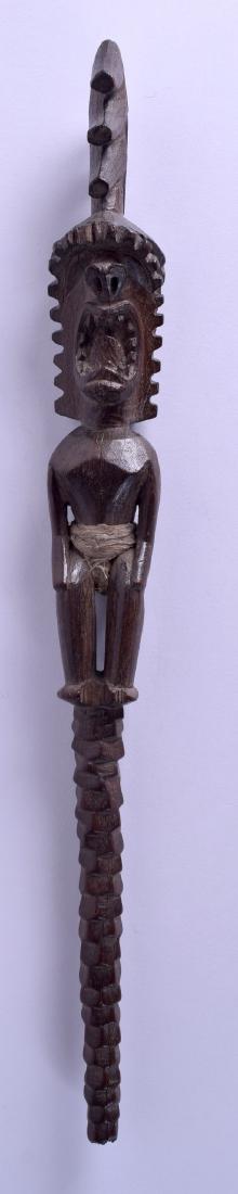 A GOOD EARLY 20TH CENTURY TRIBAL CARVED WOOD SCEPTRE