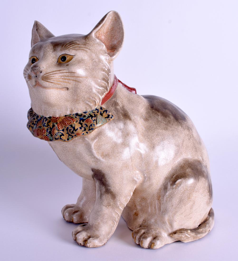 A RARE 19TH CENTURY JAPANESE MEIJI PERIOD SATSUMA CAT
