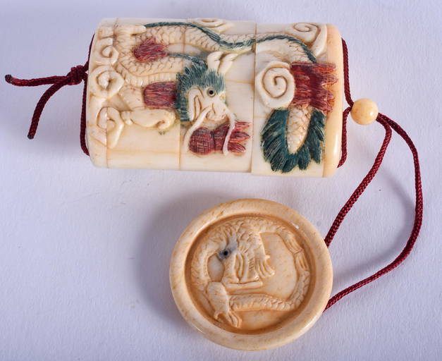 A Bone Inro. 4 Cm X 2.5 Cm.