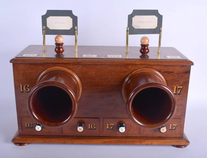 A Rare Early Victorian Mahogany Ballot Voting Box With