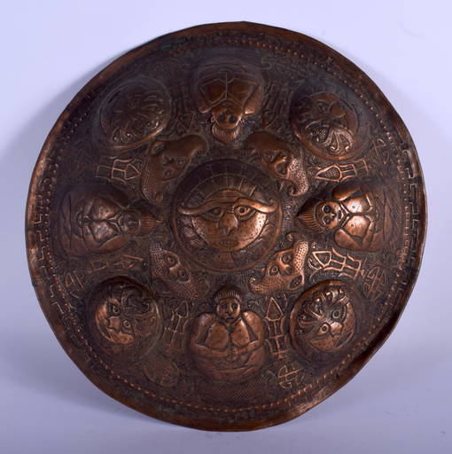 An Unusual 19th Century Indian Tibetan Copper Shield