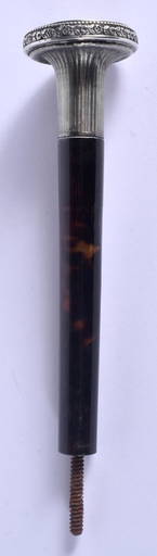 An Antique Silver And Tortoiseshell Parasol Handle. 78