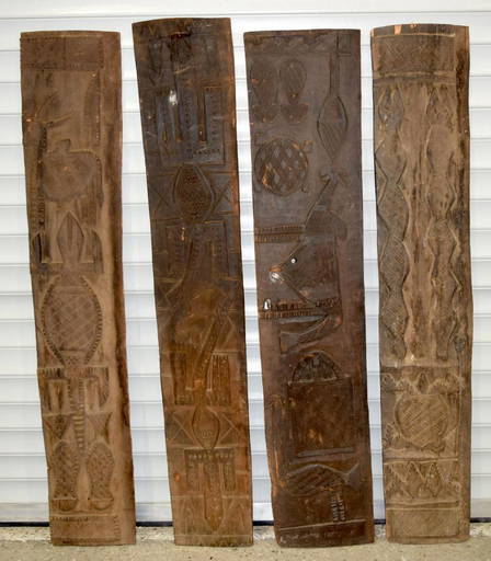 Four African Tribal Yoruba Wood Relief Panels 168 X