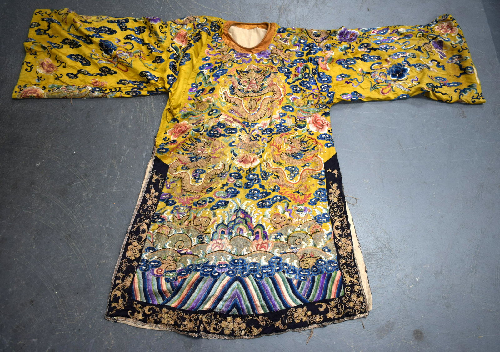A 19th Century Chinese Imperial Yellow Silk Embroidered