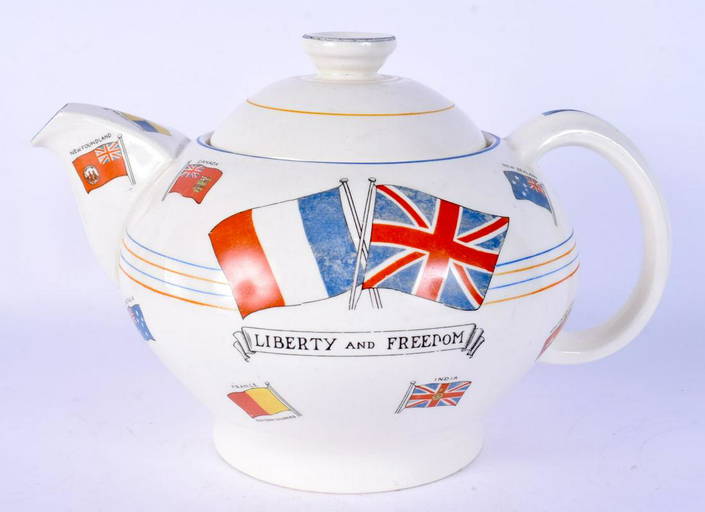 An Unusual Art Deco Liberty & Freedom War Against Hitlerism Teapot ...