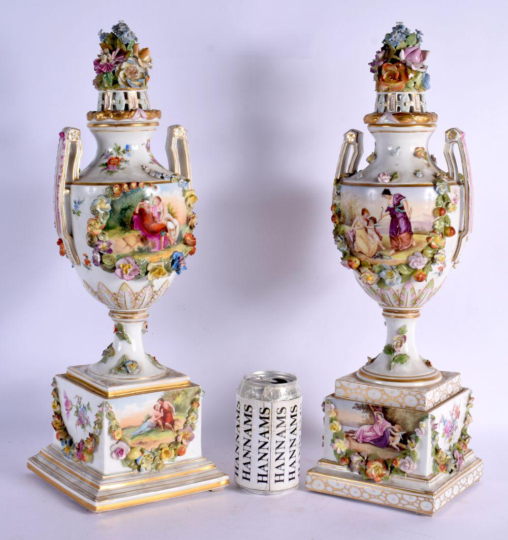 A Pair Of Late 19th Century German Dresden Porcelain Vases And Covers ...