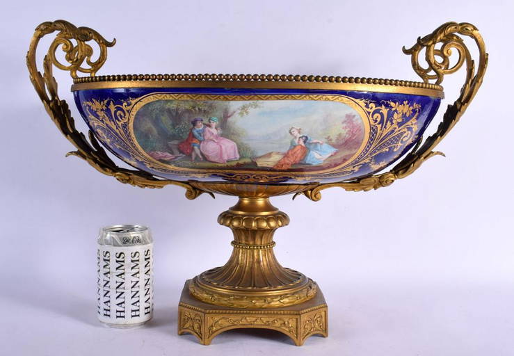 A VERY LARGE 19TH CENTURY FRENCH ORMOLU AND SEVRES PORCELAIN CENTRE ...