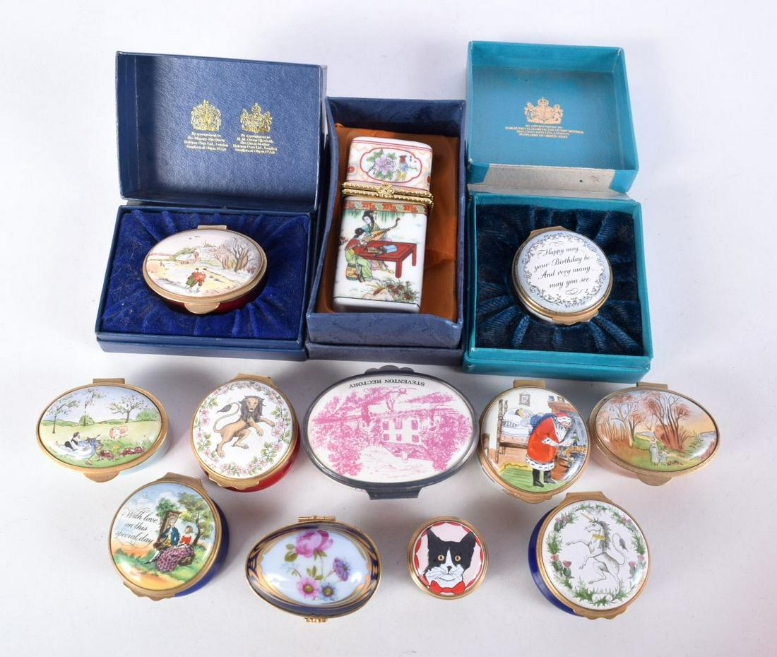 A Collection Of Halcyon Days Enamelled Boxes Etc. (qty)