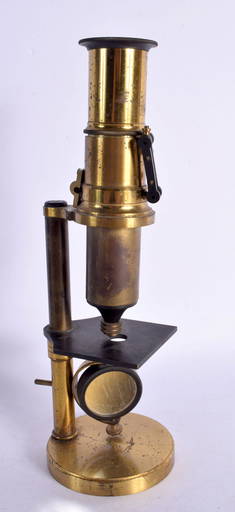 A Vintage Brass Microscope. 24 Cm High.