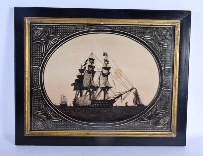 A RARE 19TH CENTURY ENGLISH HMS ALBERT REVERSE PAINTED MARITIME MIRROR ...