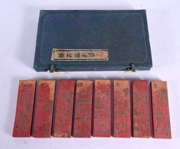 A Set Of Six Early 20th Century Chinese Red Ink Blocks Late Qing ...