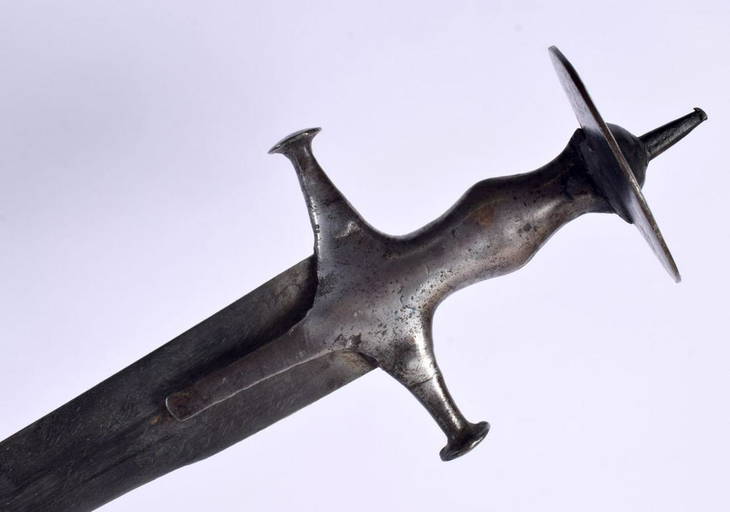 A 19th Century Indian Talwar Sword With Cross Handle. 92 Cm Long.
