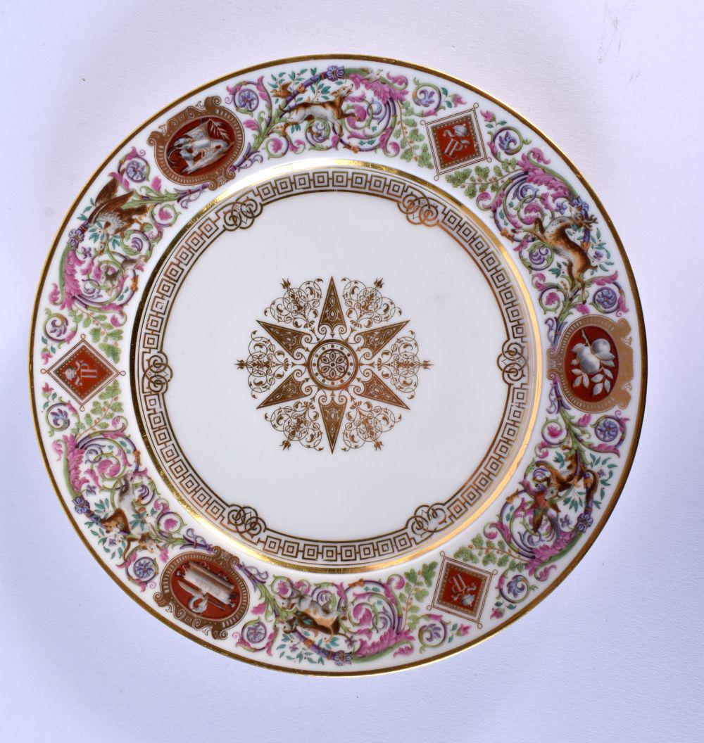 Sevres plate from the hunting service with detailed borders of ...