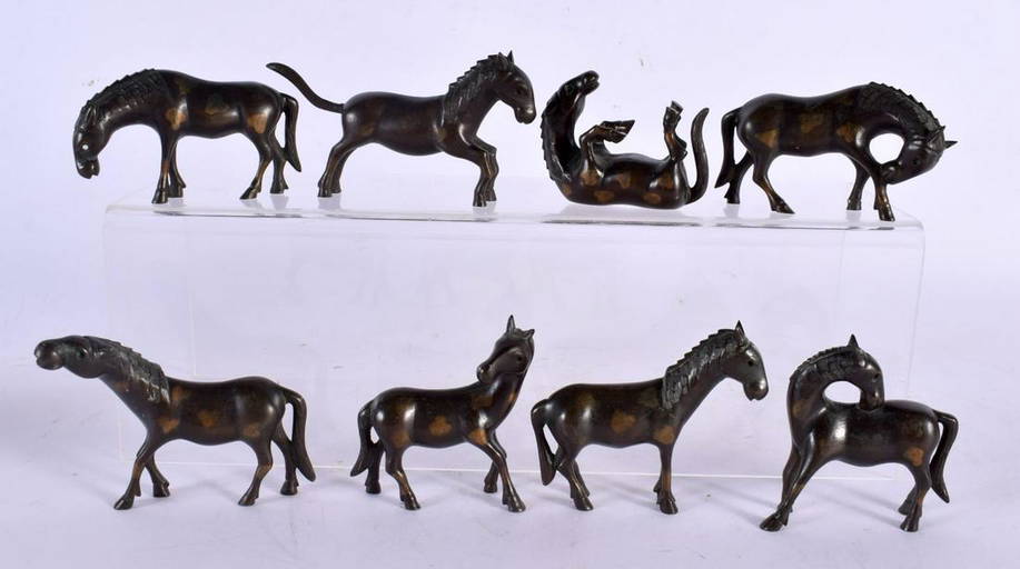 A Very Rare Set Of Eight Chinese Qing Dynasty Bronze Horses Of Emperor ...