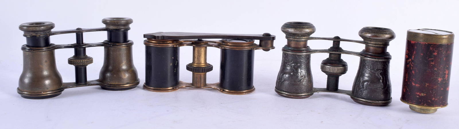 Three Pairs Of Antique Opera Glasses And A Single Monocular. Largest 15 ...