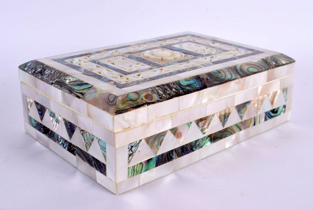 An Early 20th Century Mother Of Pearl Casket Decorated With Flowers. 16 ...