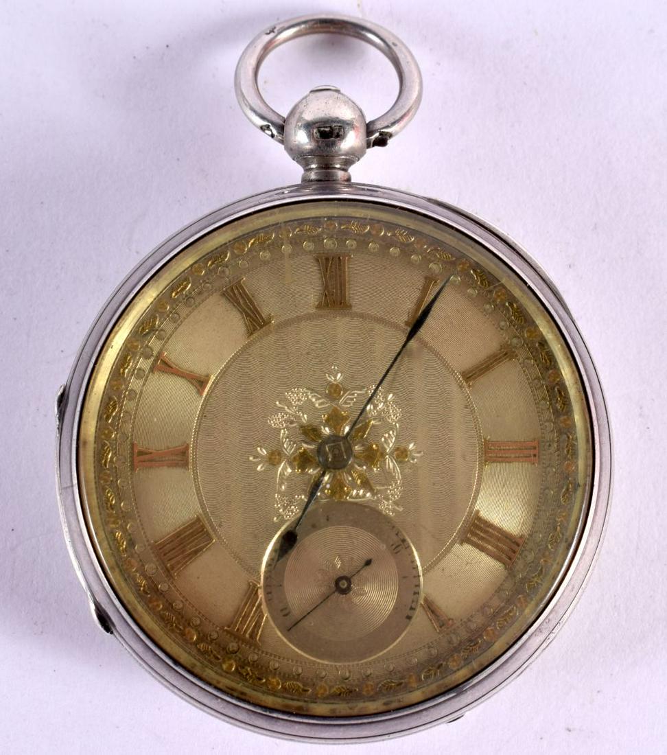 A Victorian Silver Cased Pocket Watch With Silvered Dial And Gilt Roman ...