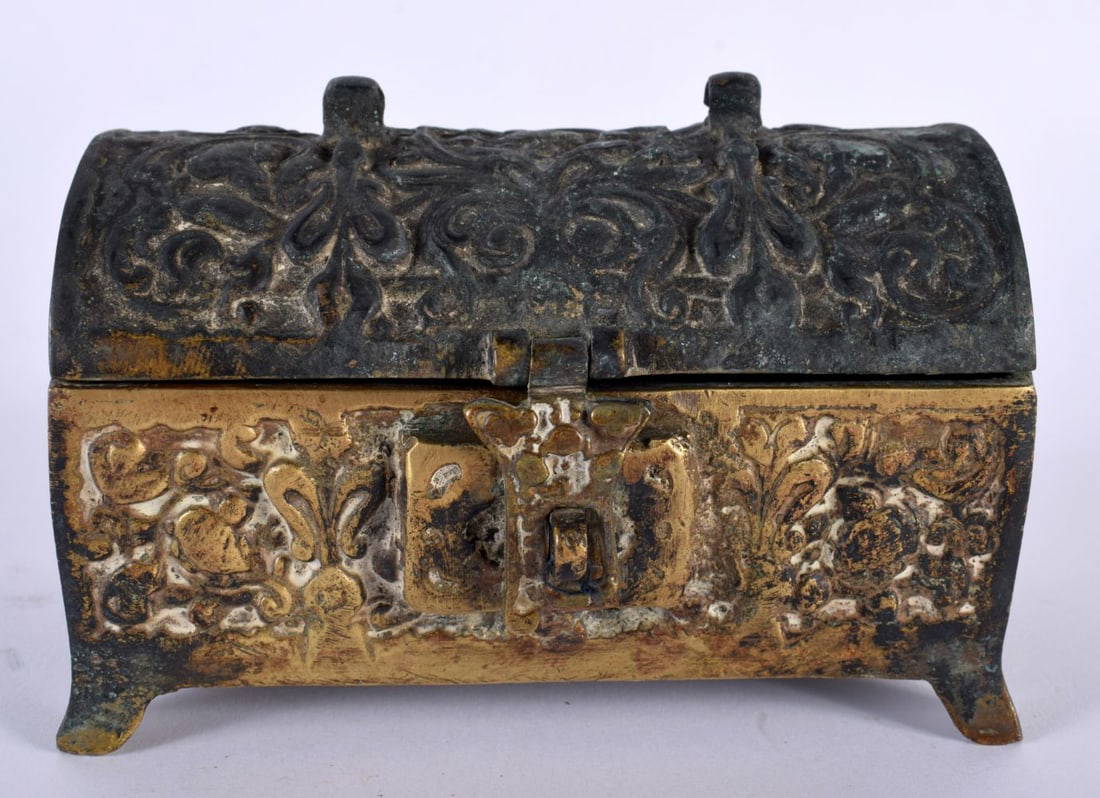 A 17th/18th Century Continental Bronze Casket Decorated In Relief With ...