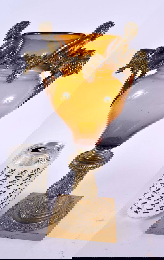 A Lovely 19th Century Italian Gilt Bronze Mounted Amber Glass Vase By Antonio Pandiani (1838 ...