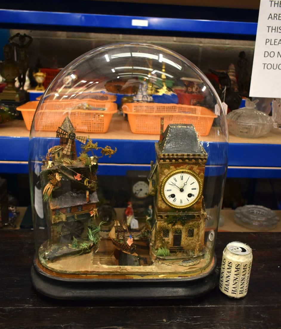 A Large Victorian Automaton American Boat Diorama Clock Formed As A Clock Tower, Beside A Hill ...