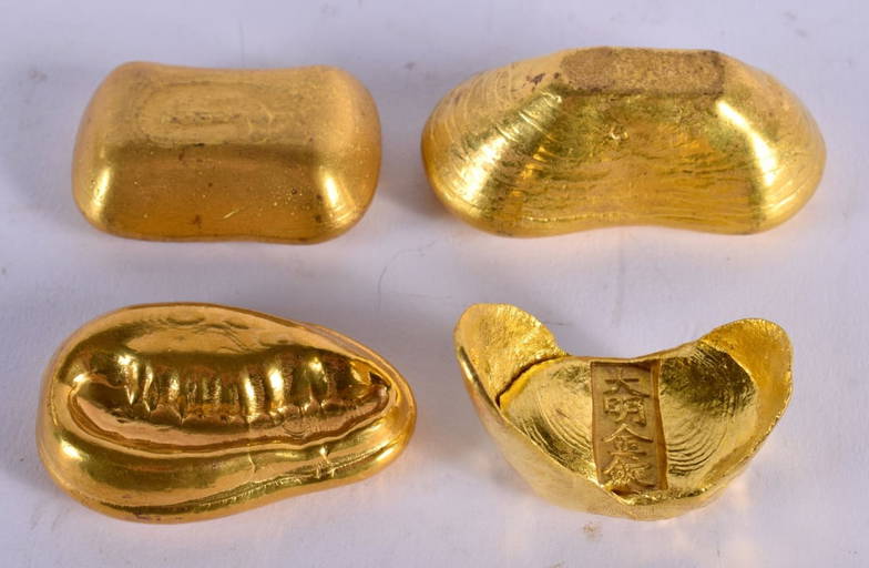 Four Chinese Yellow Metal Ingots 20th Century. 504 Grams. Largest 6.25 ...