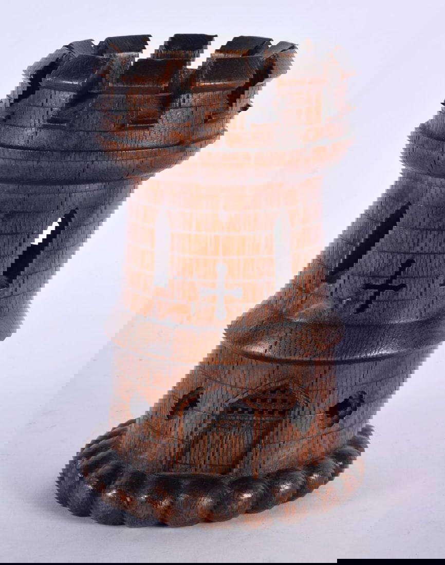 An Unusual Early Victorian Gothic Revival Carved Oak Treen Castle ...