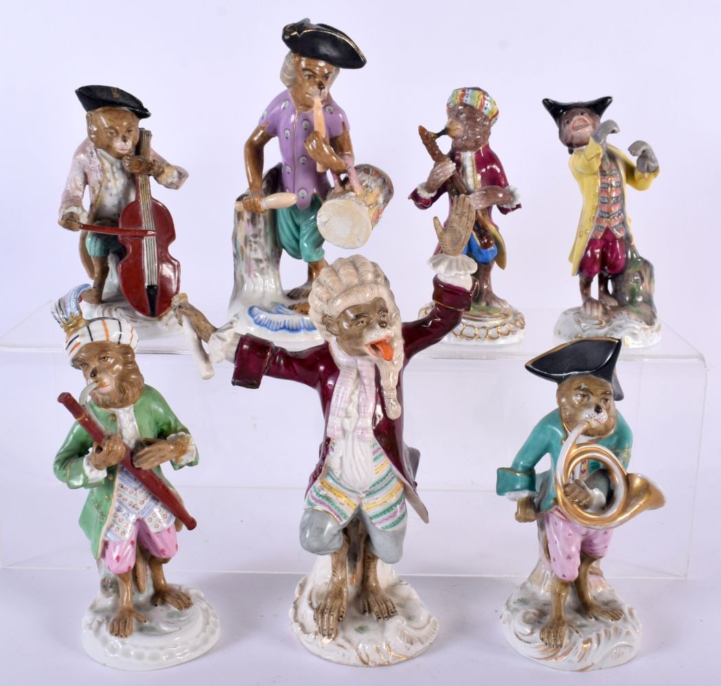 A Harlequin Set Of Seven Late 19th Century German Monkey Orchestra ...
