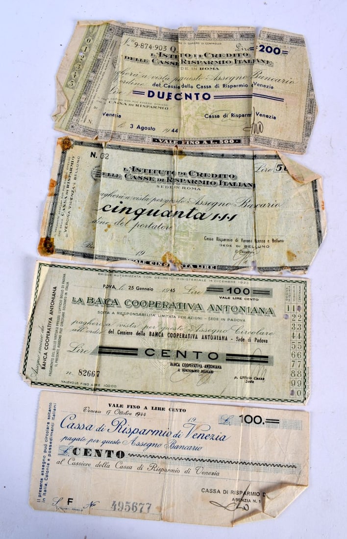 Collection Of Vintage/antique Italian Bankers Cheques/postal Orders Auction