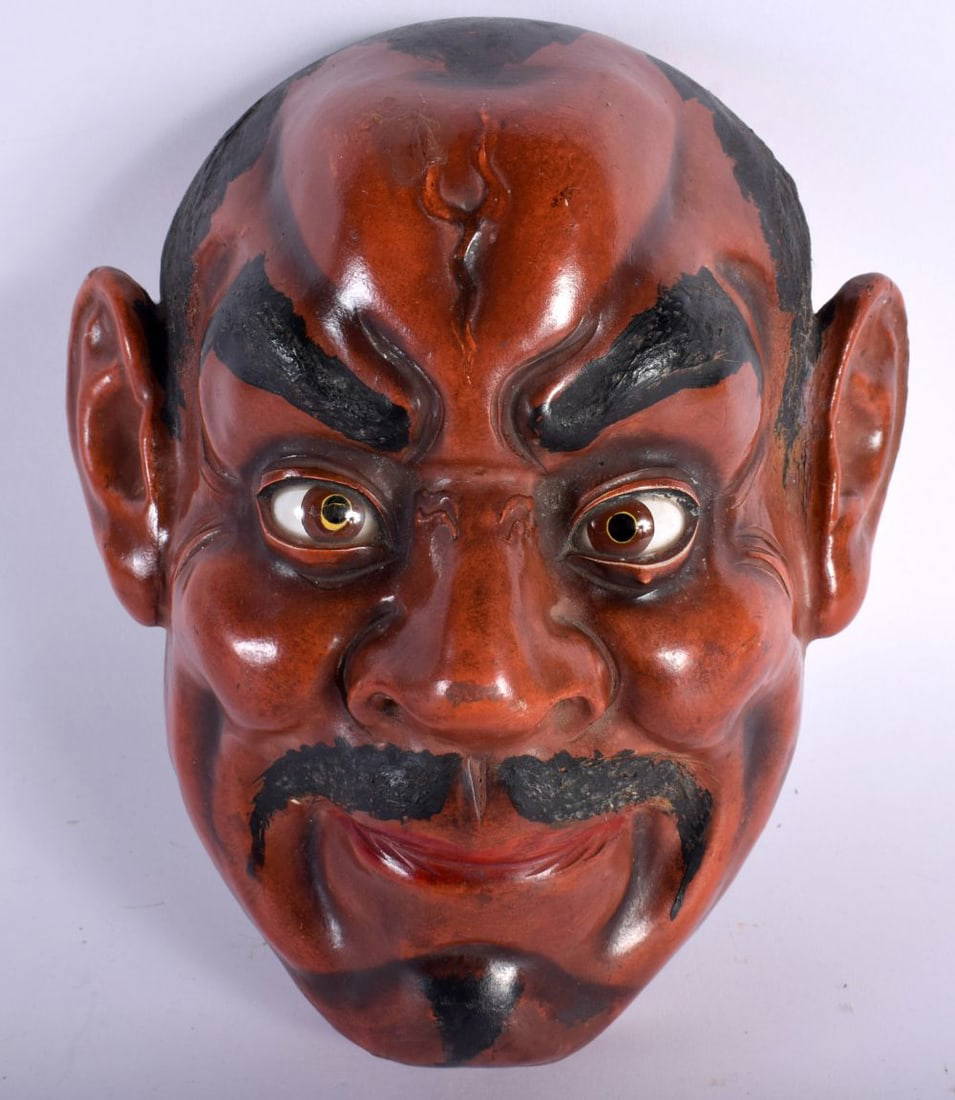 A Lovely 19th Century Japanese Meiji Period Lacquer Noh Mask Modelled ...