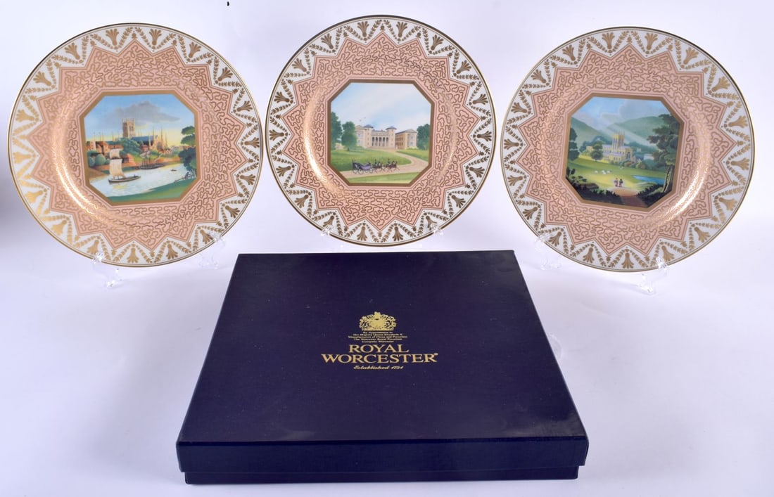 A Pair Of Limited Edition Royal Worcester Porcelain Plates Malvern ...