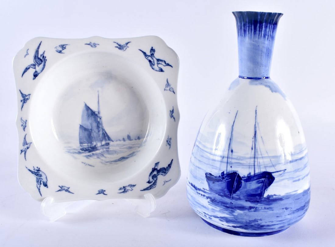 Royal Crown Derby Square Shaped Bowl Painted With Sailing Vessels By ...