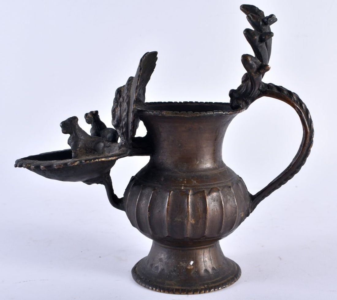 A 19th Century Nepalese Indian Bronze Ritual Vessel Formed With ...
