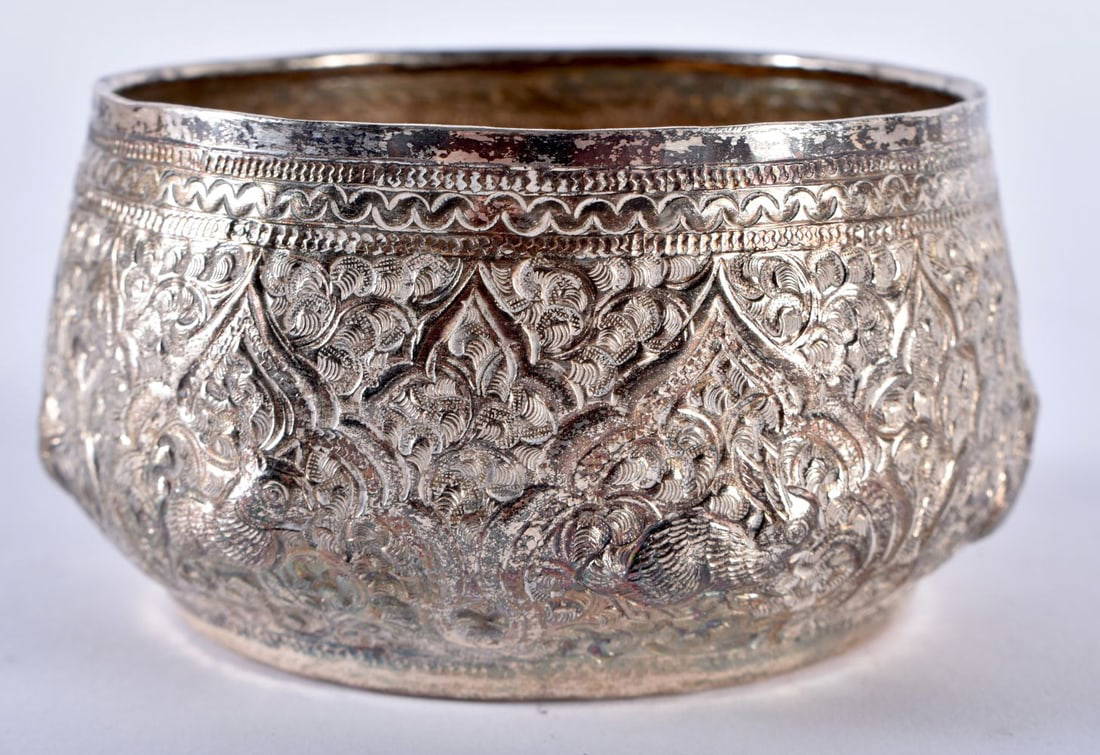A 19th Century Indian Silver Repousse Bowl. 77 Grams. 9.5 Cm X 5 Cm ...