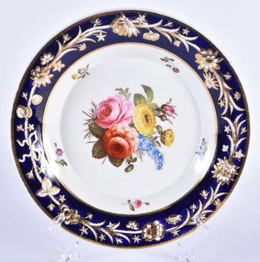 Spode Fine Plate Painted With A Floral Bouquet Under A Raised Border ...