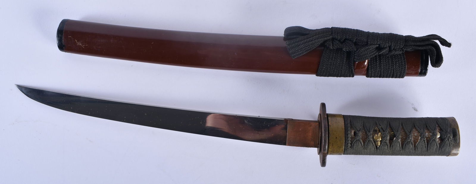 A 19th Century Japanese Meiji Period Red Lacquered Tanto Dagger. 42 Cm ...