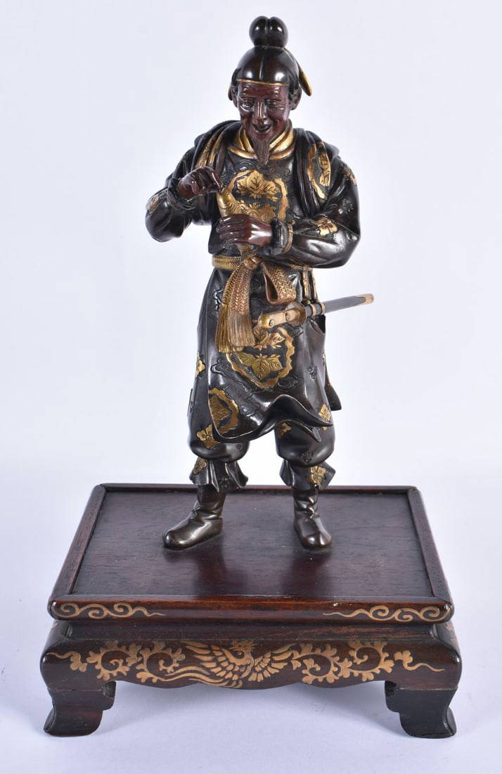 A Good 19th Century Japanese Meiji Period Bronze Gold Inlaid Okimono By ...