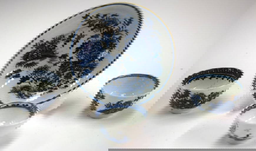 18th Century Worcester Miniature Teabowl, Fisherman, Fence And Island ...